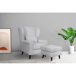 Home Affaire Sessel &raquo;Ohrensessel CHISTELLE, wahlweise mit Polsterhocker&laquo; mit Wellenunterfederung, Ma&szlig;e: B/T/H: 81/87/99 cm beige 100% Polyester 