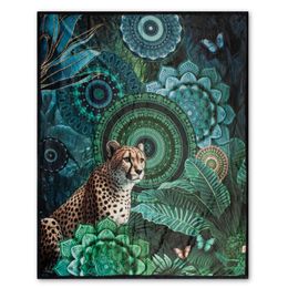 HIP Plaid &raquo;Nyah&laquo; Weich, Kuscheldecke, 130x160 cm, Wendeoptik, Mandala, Leopard, Blau blau Mircofaser B/L: 130cm x 160cm