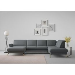 Sit & More sit&more Wohnlandschaft &raquo;Fashion U-Form&laquo; wahlweise mit Kopfteilverstellung, Vorziehsitz, motorisch, Nickelf&uuml;&szlig;e grau B/H/T: 338cm x 84cm x 207cm, Luxus