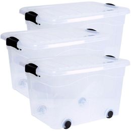 Siena Home Aufbewahrungsbox &raquo;Anzio&laquo; mit Rollen, Kunststoff transparent Kunststoff 3 Stk., B/H/T: 40cm x 32cm x 53cm