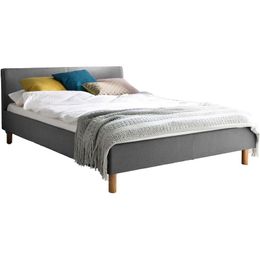 Meise M&ouml;bel meise.m&ouml;bel Polsterbett &raquo;Lena in verschiedenen Breiten und Farben erh&auml;ltlich&laquo; Breite 120cm & 140cm, mit Holzf&uuml;&szlig;en grau Bezug Bett: Strukturstoff (100%