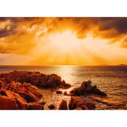 papermoon Fototapete &raquo;Capriccioli Beach Sunset Sardinia&laquo; glatt bunt Vlies B/L: 2,5m x 1,86m, Bahnen: 5 Stk.