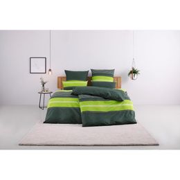 OTTO home Bettw&auml;sche &raquo;Circle&laquo; 2 Stk. Bettw&auml;sche aus Baumwolle mit Streifen-Design, moderne Bettw&auml;sche gr&uuml;n Linon, Obermaterial: 100% Baumwolle B/L: 