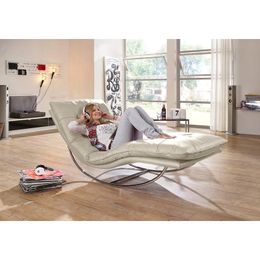 W.Schillig Relaxliege &raquo;daily dreams&laquo; in Waffelkissen-Optik, Schaukelgestell Chrom gl&auml;nzend, in 2 Breiten grau Longlife Xtra-Leder Z59: Glattleder mit 