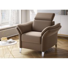 Sit & More sit&more Sessel &raquo;Vincenzo&laquo; inklusive Kopfteilverstellung braun Luxus-Microfaser,mit Kopfteilverstellung, Kopfst&uuml;tzenverstellung, B/H/T: 101cm x 84cm x