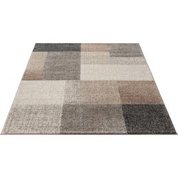 MERINOS Teppich &raquo;Thales 6101&laquo; rechteckig 10 mm H&ouml;he Kurzflorteppich mit Konturenschnitt, Wohnzimmer beige Polyester B : 200cm 1 Stk., 10mm, L: 280cm