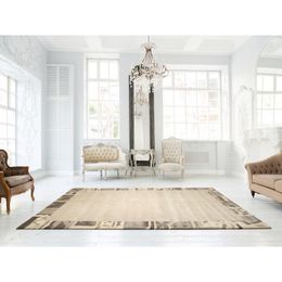 OCI DIE TEPPICHMARKE Teppich &raquo;AWARD SUNTALI BORDER&laquo; rechteckig 10 mm H&ouml;he handgekn&uuml;pft, echter original Nepal Design Teppich, 100% Naturfaser beige 
