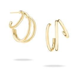 Echtzeit Damen Paar Creolen &raquo;Schmuck Geschenk Edelstahl Ohrringe Modern Lines&laquo; gold 22mm, Edelstahl