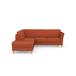 Sit & More sit&more Ecksofa &raquo;Visby L-Form&laquo; Wahlweise mit Schlaffunktion und Stauraum, frei im Raum stellbar orange B/H/T: 248cm x 87cm x 213cm, Luxus-Microfaser 