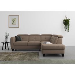 Sit & More sit&more Ecksofa &raquo;Belluci L-Form&laquo; inklusive Federkern, wahlweise mit Schlaffunktion und Bettkasten braun B/H/T: 249cm x 85cm x 195cm, Luxus-Microfaser