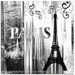 Artland Glasbild &raquo;Paris Weltstadt - Abstrakte Collage 04&laquo; Geb&auml;ude 1 Stk. tlg. in verschiedenen Gr&ouml;&szlig;en schwarz B/H/T: 50cm x 50cm, Glasbild Geb&auml;ude quadratisch
