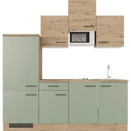 Flex-Well K&uuml;chenzeile &raquo;Cara&laquo; mit E-Ger&auml;ten, Gesamtbreite 210 cm, in weiten Farben erh&auml;ltlich gr&uuml;n B/H/T: 210cm x 205cm x 60cm