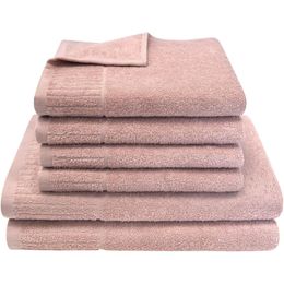 Dyckhoff Handtuch Set &raquo;Bridge&laquo; Set 6 Stk. Walkfrottier 4 Handt&uuml;cher (50x100cm), 2 Duscht&uuml;cher (70x140cm) rosa Walkfrottier, Obermaterial: 100% Baumwolle 6 Stk.