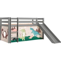 Vipack Spielbett &raquo;Pino, Kiefer massiv, mit Rolllattenrost u. Textil-Set, Made in Europe&laquo; B/H/T ca. 210x114x218cm, mit Absturzschutz, Leiter und Rutsche, 