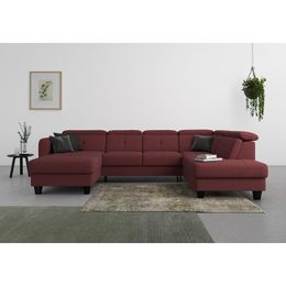 Sit & More sit&more Wohnlandschaft &raquo;Belluci U-Form&laquo; Kopfteilverstellung und Federkern, wahlweise mit Schlaffunktion lila B/H/T: 321cm x 85cm x 195cm, Struktur 