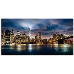 Artland Leinwandbild &raquo;Sonnenaufgang &uuml;ber Manhattan&laquo; Amerika 1 Stk. tlg. auf Holzrahmen gespannt blau B/H/T: 100cm x 50cm, Leinwandbild Amerika, 1 Stk.