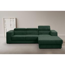 WERK2 Ecksofa &raquo;Cherry 270 x 192 cm modern und bequem&laquo; Cord, L-Form, XXL, Schlaffunktion, Bettkasten gr&uuml;n 90% Polyester, 10% Nylon B/H/T: 270cm x 76cm 