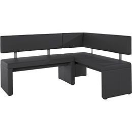 OTTO home Eckbank &raquo;Charissa&laquo; in 3 Gr&ouml;&szlig;en, verschiedene Qualit&auml;ten schwarz Holzwerkstoff, Massivholz B/H/T: 170cm x 90cm x 140cm, Kunstleder, langer 