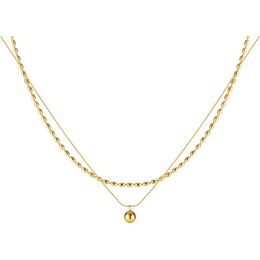 Firetti Damen Kette mit Anh&auml;nger &raquo;Schmuck Geschenk Edelstahl Halsschmuck Halskette Layer doppelreihig&laquo; gold Edelstahl, L: 52