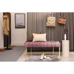 Kayoom Sitzbank &raquo;Rarity 225, Edler Touch durch goldenes Gestell&laquo; 1 Stk. tlg. eckig, samtweich, gesteppt, mit Zierkn&ouml;pfen, Edelstahlgestell rosa Bezug: 100% 