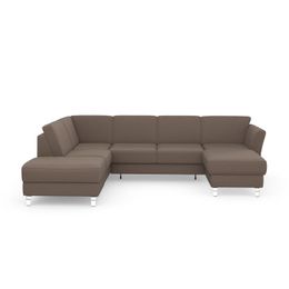 Sit & More sit&more Wohnlandschaft &raquo;Visby U-Form&laquo; Wahlweise mit Schlaffunktion und Stauraum, frei im Raum stellbar grau B/H/T: 303cm x 87cm x 213cm, Luxus-