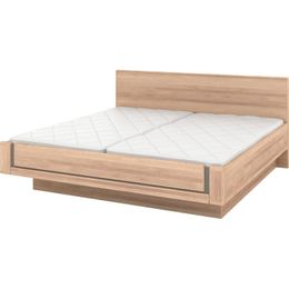 Musterring Holzbett &raquo;Sorrent, Bettgestell, Bettrahmen, teilmassiv Eiche&laquo; Eiche teilmassiv, Liegeh&ouml;henverstellung, in schwebender Optik braun L&auml;nge B: 200cm x 