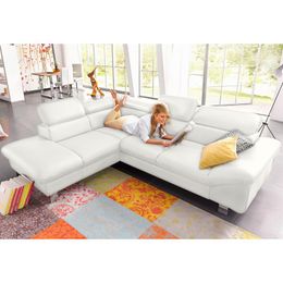 COTTA Ecksofa &raquo;Driver L-Form, B: 265 cm&laquo; Kopfteilverstellung, optional Schlaffunktion & Bettkasten wei&szlig; Kunstleder SOFTLUX ;LEDER BEEFY (ein 