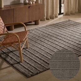 Ted Baker Wollteppich &raquo;Parker, auch als L&auml;ufer&laquo; rechteckig 7 mm H&ouml;he Wolle, Natur, handgewebt, Wohnzimmer, Schlafzimmer, Boho, Skandi grau Wolle B : 120cm 1 Stk