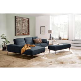 W.Schillig Ecksofa &raquo;run, Designsofa mit tollem Sitzkomfort, L-Form&laquo; mit Holzsockel, F&uuml;&szlig;e in Bronze pulverbeschichtet, Breite 299 cm blau Longlife Xtra