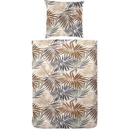 Primera Bettw&auml;sche &raquo;Mako-Satin Bettw&auml;sche Palmeral&laquo; 2 Stk. mit beruhigenden Palmenbl&auml;ttern beige Mako-Satin, Obermaterial: 100% Baumwolle B/L: 135cm x 200cm, 