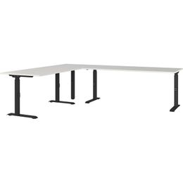 Germania Eckschreibtisch &raquo;GW-Agenda&laquo; h&ouml;henverstellbar, verf&uuml;gbar in verschiedenen Ma&szlig;en schwarz B/H/T: 260cm x 91cm x 220cm,manuell h&ouml;heneinstellbar