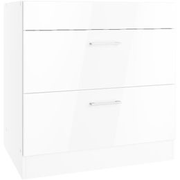 KOCHSTATION Kochfeldumbauschrank &raquo;KS-Milan&laquo; Kochfeldumbau 80 cm, matte oder hochgl&auml;nzende Fronten wei&szlig; MDF wei&szlig;, B/H/T: 80cm x 82cm x 60cm, Schubladen