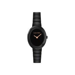 Calvin Klein Damen Quarzuhr &raquo;TWISTED BEZEL&laquo; Armbanduhr, Damenuhr, Edelstahlarmband, analog schwarz Einheitsgr&ouml;&szlig;e
