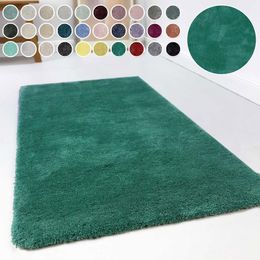 Esprit Hochflor-Teppich &raquo;Relaxx ESP-4150&laquo; rund 25 mm H&ouml;he Wohnzimmer, sehr gro&szlig;e Farbauswahl, weicher dichter Hochflor gr&uuml;n Kunstfaser &Oslash; 200cm 1 Stk., 25mm, 