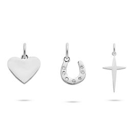 Tamaris Anh&auml;nger Set &raquo;Schmuck Geschenk 3er Anh&auml;nger Bundle Herz, Hufeisen, Kreuz&laquo; Set, 3 tlg. tlg. mit Glasstein silber Edelstahl, 1,5 g