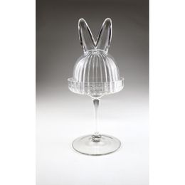 AM Design Dekofigur &raquo;Glas Etagere mit Hasenmotiv&laquo; mit Glashaube auf Fu&szlig;, bestehend aus 2 Teilen transparent Glas B/H/T: 12cm x 28,5cm x 12cm