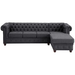 Home Affaire Chesterfield-Sofa &raquo;New Castle L-Form&laquo; hochwertige Knopfheftung in Chesterfield-Design, B/T/H: 255(171/72) schwarz B/H/T: 255cm x 72cm x 