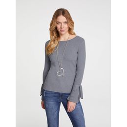 Heine Damen Feinstrickpullover, Grau, Gr. 34, Rundhals Pullover, Material: Viskose