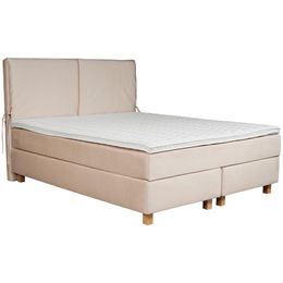 Home Affaire Boxspringbett &raquo;Nele&laquo; inkl. Topper im schlichtem Design beige Struktur fein (100% Polyester);Samtvelours (100% Polyester) Samtvelours mit 