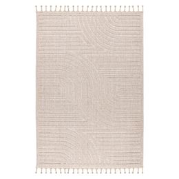 Kayoom Teppich &raquo;Reef 225&laquo; rechteckig 9 mm H&ouml;he Kurzflor, Struktur, mit Fransen, Wohnzimmer beige Polypropylen B : 80cm 1 Stk., 9mm, L: 150cm