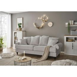 OTTO home 3,5-Sitzer &raquo;Westminster, Sofa im Landhausstil, Couch mit Zierkissen&laquo; Federkern-Polsterung, gedrechselter Fu&szlig;, hochwertiger Microfaserbezug 