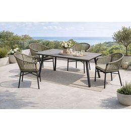 Destiny Garten-Essgruppe &raquo;TORNO SAN MARINO 4 Se + Tisch RE180x90cm anthr.&laquo; Set, 5 tlg. Aluminium, Rope, Polywood Aluminium, Polywood, Wicker/