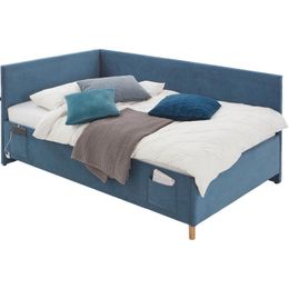 Meise M&ouml;bel meise.m&ouml;bel Kinderbett &raquo;COOL II&laquo; Polsterbett wahlweise mit Bettkasten, Jugendbett inkl. USB Anschl&uuml;sse blau Liegefl&auml;che L&auml;nge B: 200cm x 120cm, Cord 