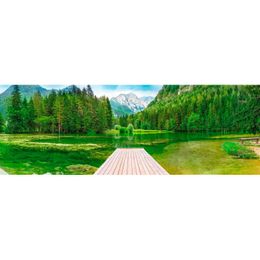 Komar Fototapete &raquo;Green Lake - Gr&ouml;&szlig;e 368 x 127 cm&laquo; bedruckt glatt Wohnzimmer, Schlafzimmer bunt Papier B/L: 368m x 127m, Rollen: 4