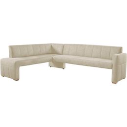 exxpo - sofa fashion Essbank elegant und modern mit hohem Sitzkomfort beige B/H/T: 265cm x 83cm x 199cm, Luxus-Microfaser, langer Schenkel rechts