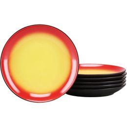 Creatable Dessertteller &raquo;Hot, Teller-Set, 6-tlg.&laquo; Moderne Coupeform, au&szlig;ergew&ouml;hnliches Design gelb Steinzeug Einheitsgr&ouml;&szlig;e