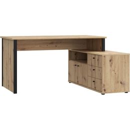 FORTE Eckschreibtisch &raquo;Tempra&laquo; viel Stauraum, Breite 151 cm schwarz B/H/T: 141cm x 74,9cm x 71cm