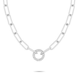 Tamaris Damen Gliederkette &raquo;Schmuck Geschenk Edelstahl Halskette mit Glitter Donut&laquo; mit Glasstein silber Edelstahl, L: 45 B: 1,7mm