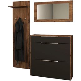 borchardt M&ouml;bel borchardt M&ouml;bel Garderoben-Set &raquo;Oliva, H&auml;ngeschuhschrank, Spiegel, Garderobenpaneel&laquo; 3 Stk. tlg. schwarz Holzwerkstoff Einheitsgr&ouml;&szlig;e