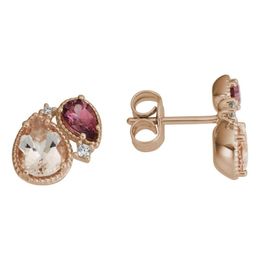 Firetti Damen Paar Ohrstecker &raquo;Schmuck Geschenk Gold 333 Ohrschmuck Ohrringe Tropfen&laquo; mit Morganit, Rhodolith - mit Brillanten 0,04, 0,04 P2 = 
